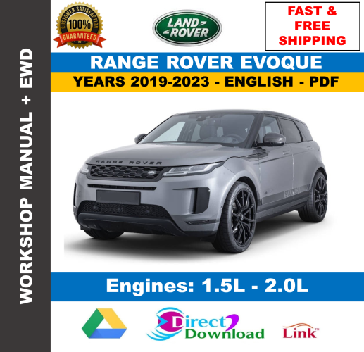 WORKSHOP MANUAL LAND ROVER RANGE ROVER EVOQUE L551 2019-2023. INCLUDES ...
